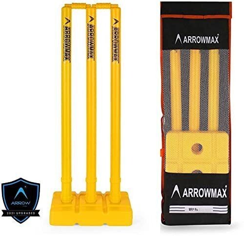Indian Heavy Plastic Cricket Stumps Set 3 Stumps + 2 Bails + 1 Stand ...