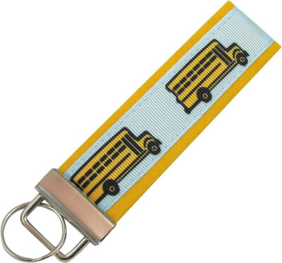 School Bus Key Chain, Bus Driver Key Fob, Bus Keychain Blue on Yellow ...