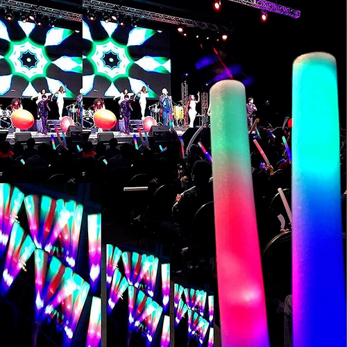 100X LED Light up 16 inch Multicolor Glow Foam Stick Cheer Tube Soft ...