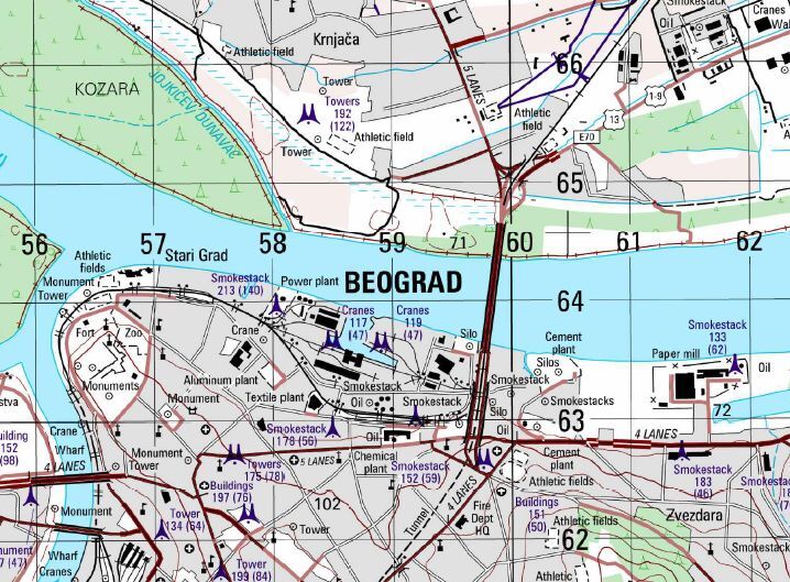 NGA Army Military Topographic Map - Belgrade - Beograd - Serbia - ex ...