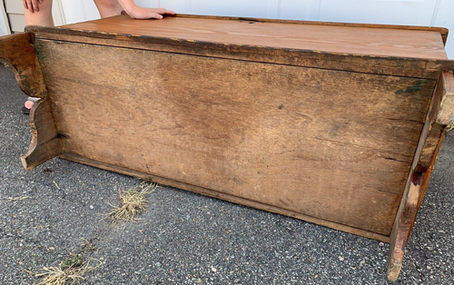 Primitive 18th Century Blanket Board Chest Forged Snipe Hinges Cut Out ...