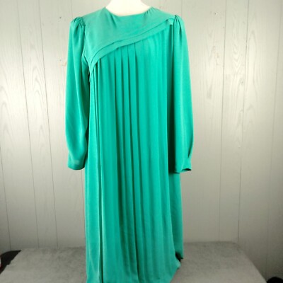 Vintage 70s 80s Susan Howard of California Dress XL Green Pleated ...