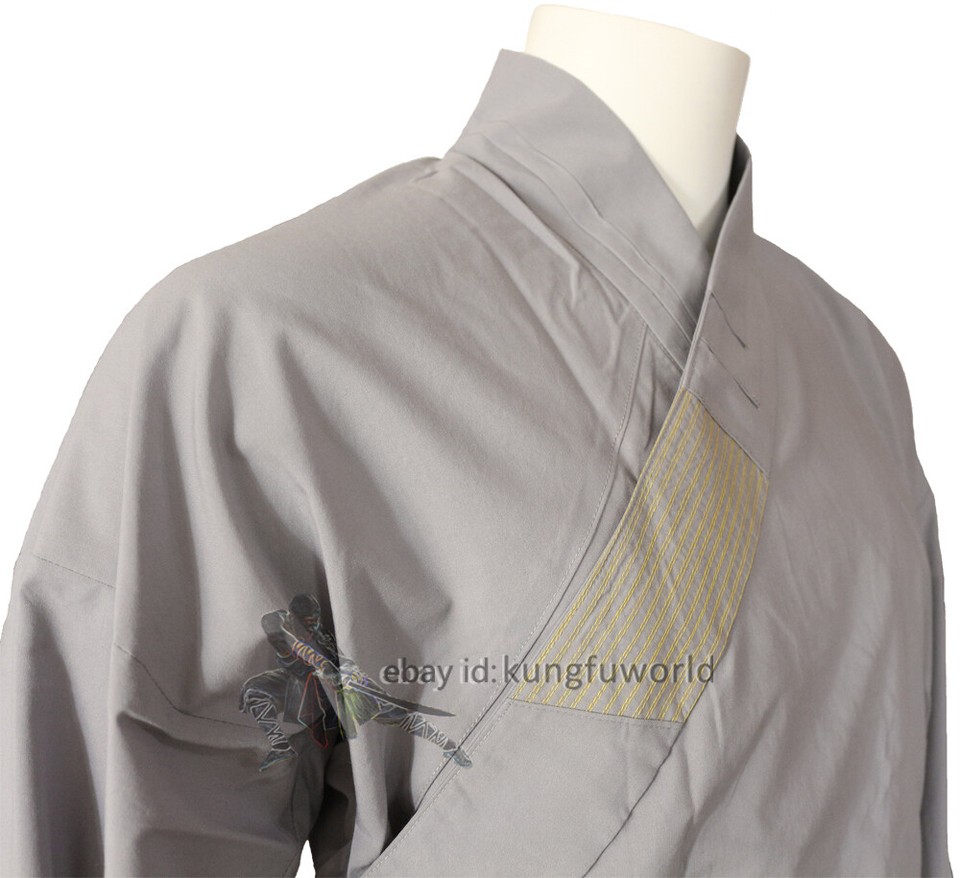 Gray Cotton Shaolin Kung fu Uniform Tai chi Suit Martial arts Wushu ...