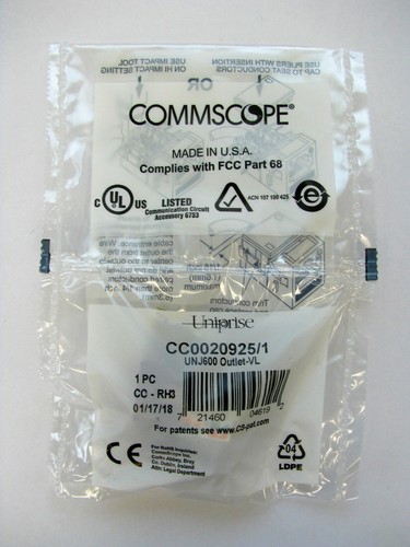 CommScope Uniprise UNJ600-VL Cat6 UTP RJ-45 Modular Jack Violet for ...