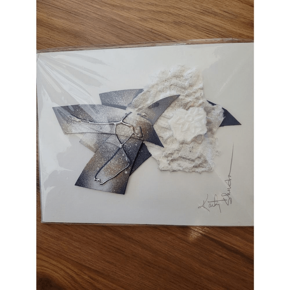 Kathy Sheldon Art Collage Paper Metal Blue and Silver | eBay