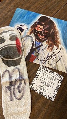 Authentic WWE Mick Foley Signed "BLOODY Mr Socko" Sock+Auto 8x10+COA ...