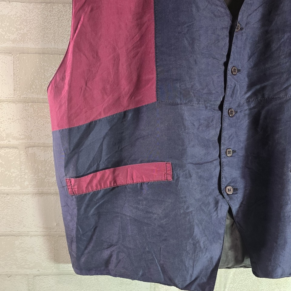 Robert Stock 100% Silk Vest Buttons Men’s XL Vintage Retro 90's Color ...