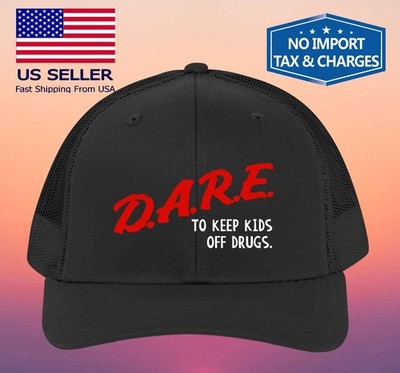 DARE To Keep Kids Off Drugs Adjustable Black Trucker Hat Cap Adult Size ...