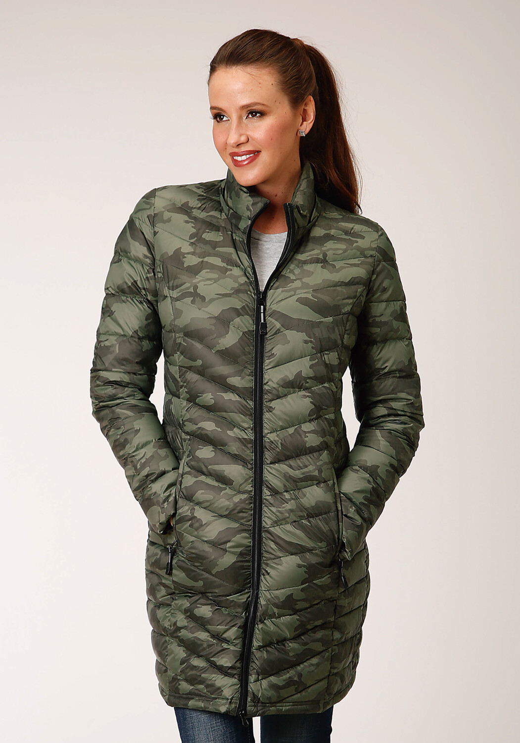 Roper Womens Camo Nylon Down Filled Fur Coat | eBay