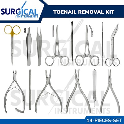 14 Pcs Toenail Removal Surgery Set Stainless Surgical Podiatry ...