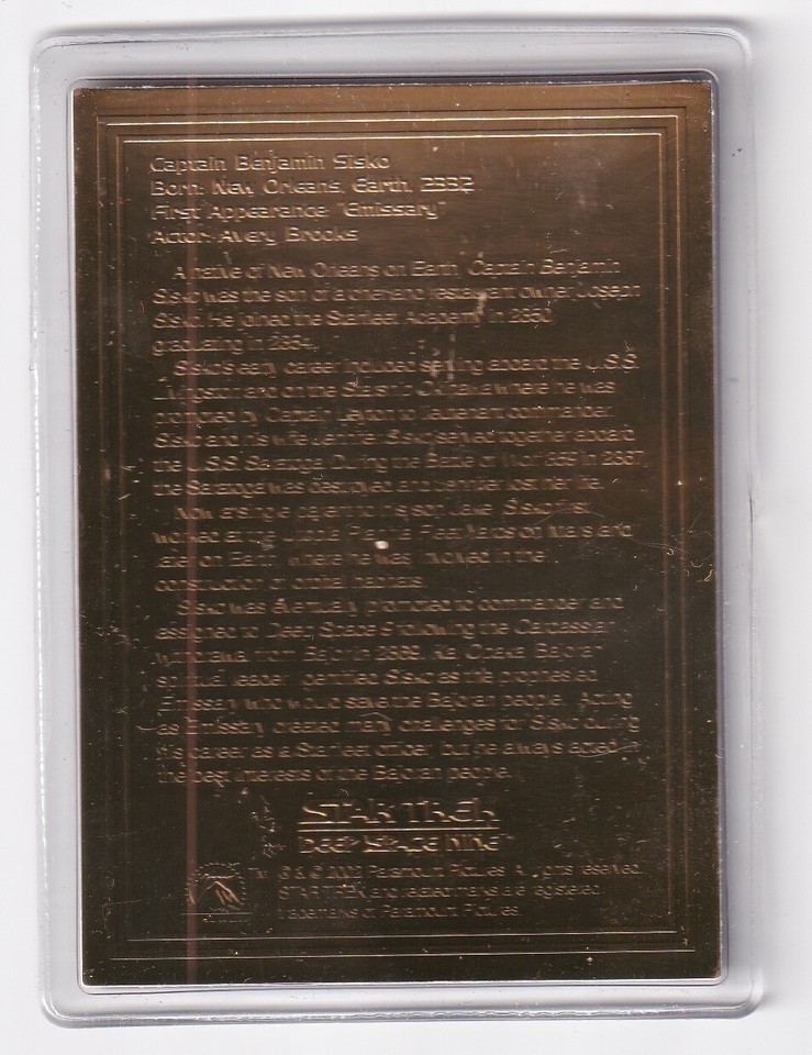 Gul Dukat Star Trek Deep Space Nine 2001 Danbury Mint 22Kt Gold Card | eBay