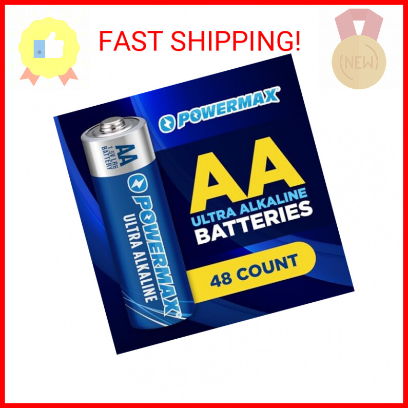 Powermax 48-Count AA Batteries, Ultra Long Lasting Alkaline Battery, 10 ...