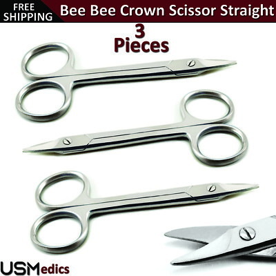 3PCS BEE BEE CROWN SCISSORS STRAIGHT WIRE CUTTING TISSUE SURGICAL ...