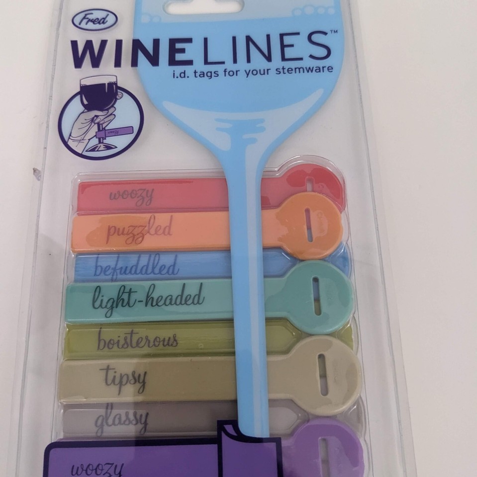 Fred Wine Lines Stemware Glass Drink Identification ID Labels Colorful ...