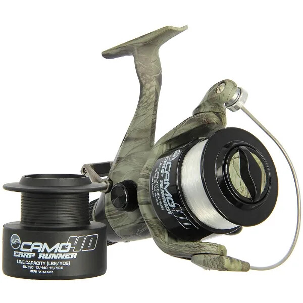 NGT Camo 40 or 60 Carp Runner Free Spool Reel Pre Loaded 12lb Line ...