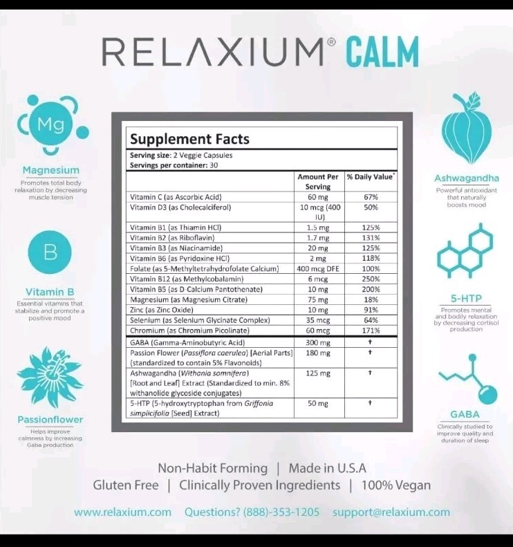 Relaxium Calm Natural Mood Support 60 Vegan Capsules Exp 3/2025 | eBay