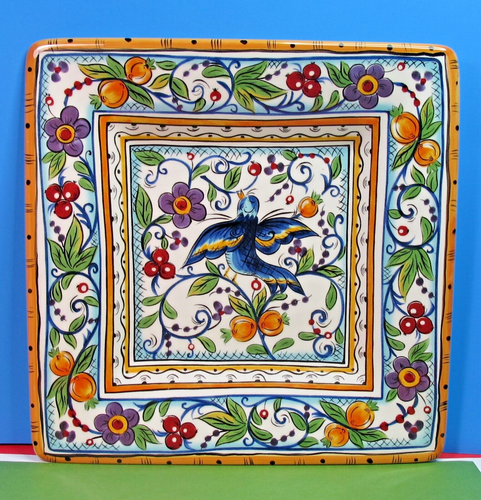 Dario Farrucci Designs Floral Bird Hand Painted Plate, 4 Original Art ...