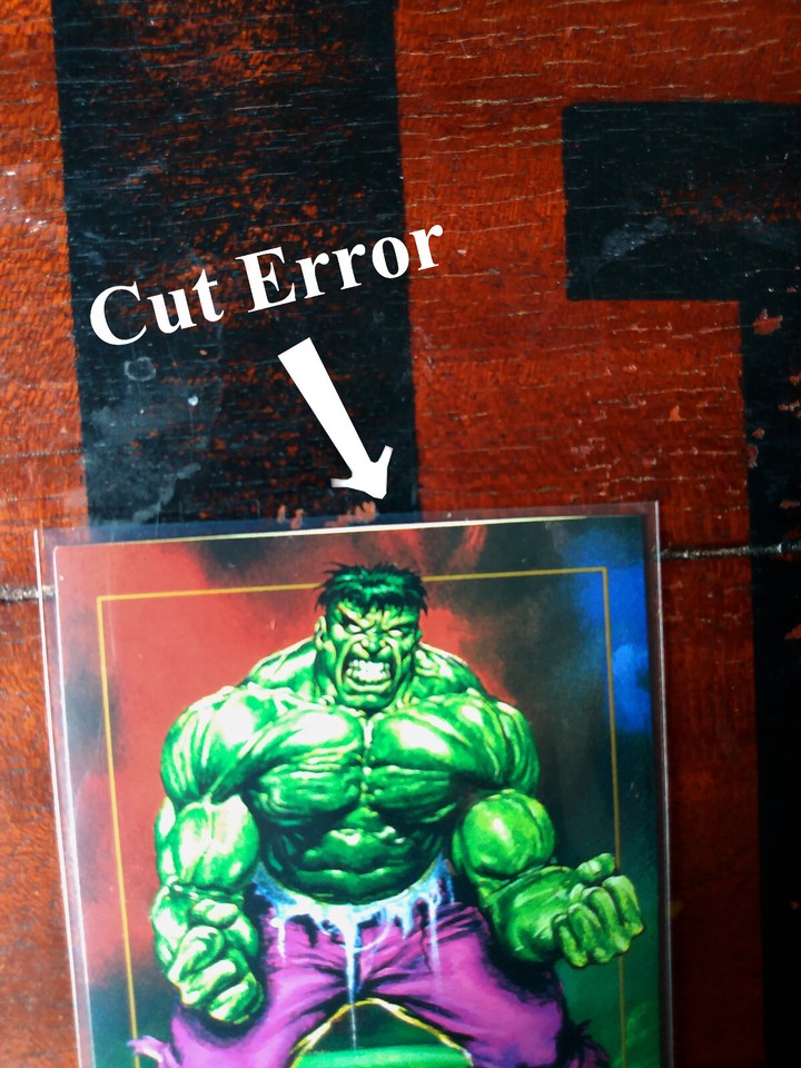 ️ 1992 MARVEL MASTERPIECES #32 ️ HULK CUT ️ RARE ERROR *TOP BORDER* ️ ...