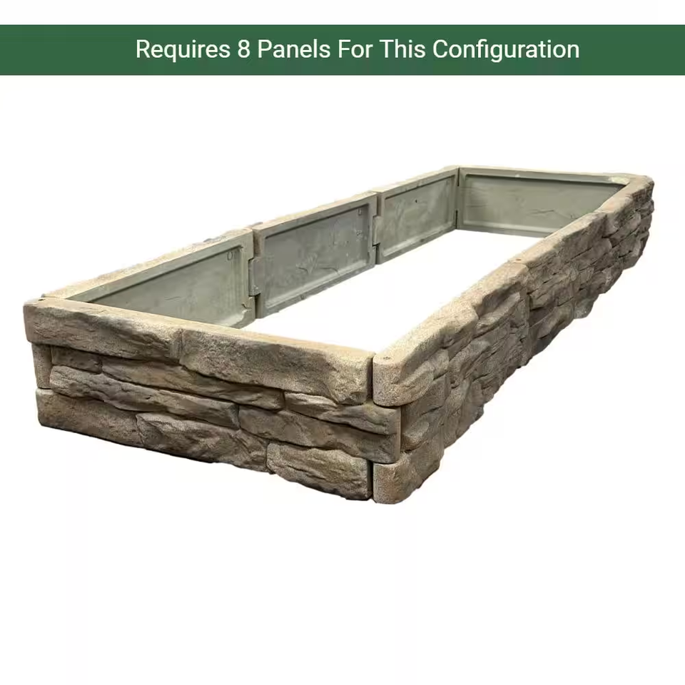 Raised Garden Bed Tan/Brown Ledgestones Composite Polyurethane Natural ...