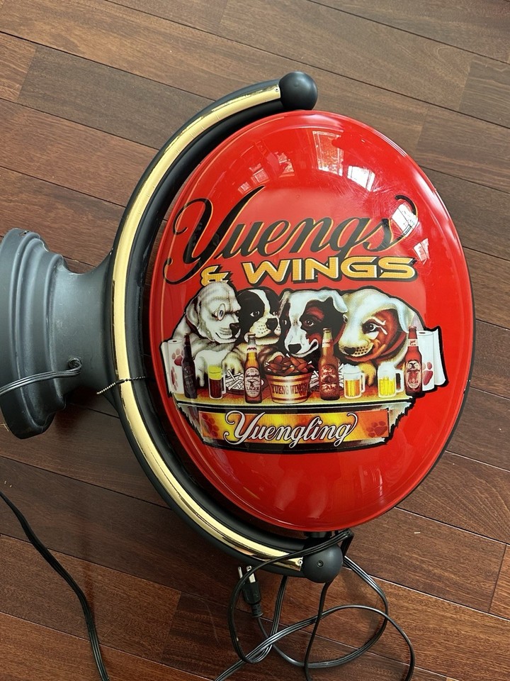 YUENGLING LAGER BEER LIGHT UP & ROTATING 2 SIDED PUB SIGN YUENGS ...