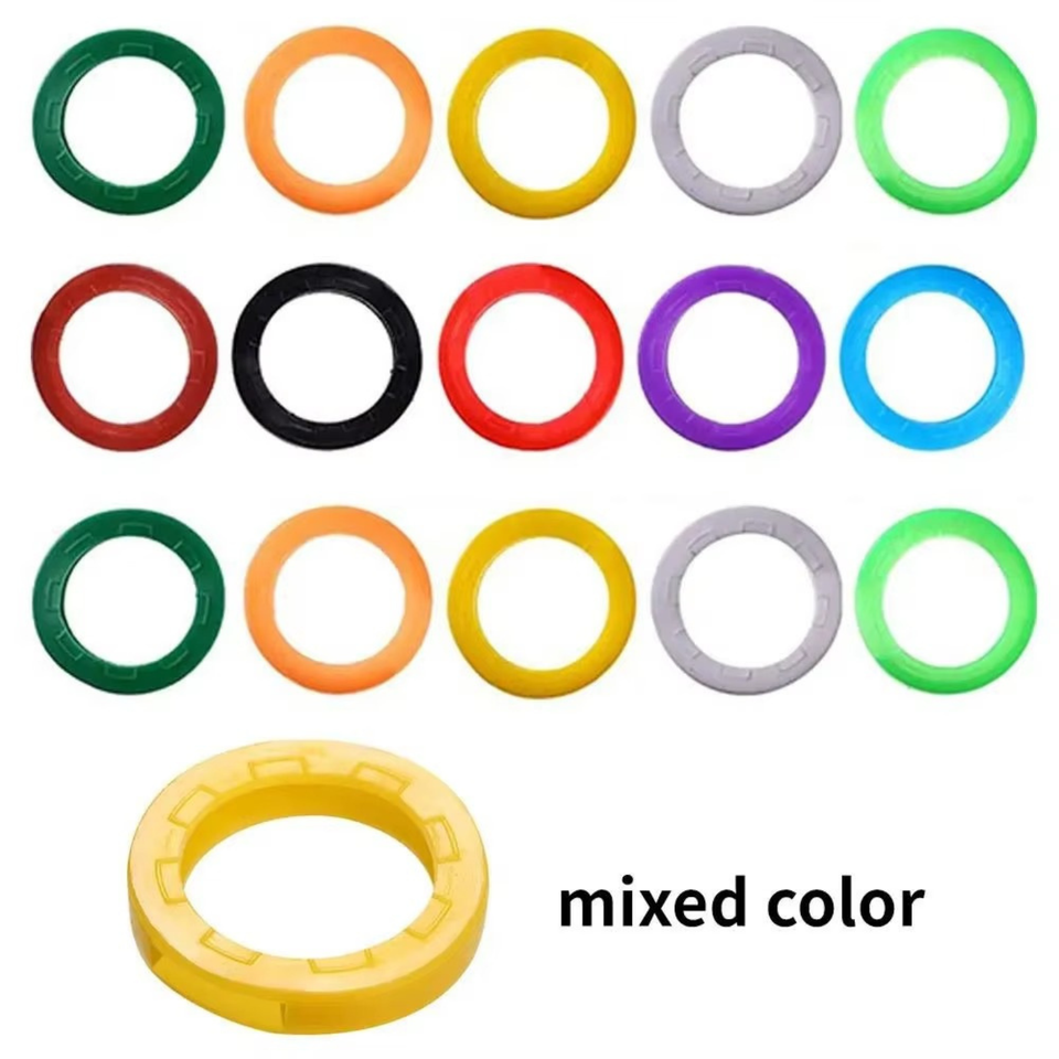10x Coloured Key Top cover Caps Assorted Head Covers ID Tag Cap Ring ...