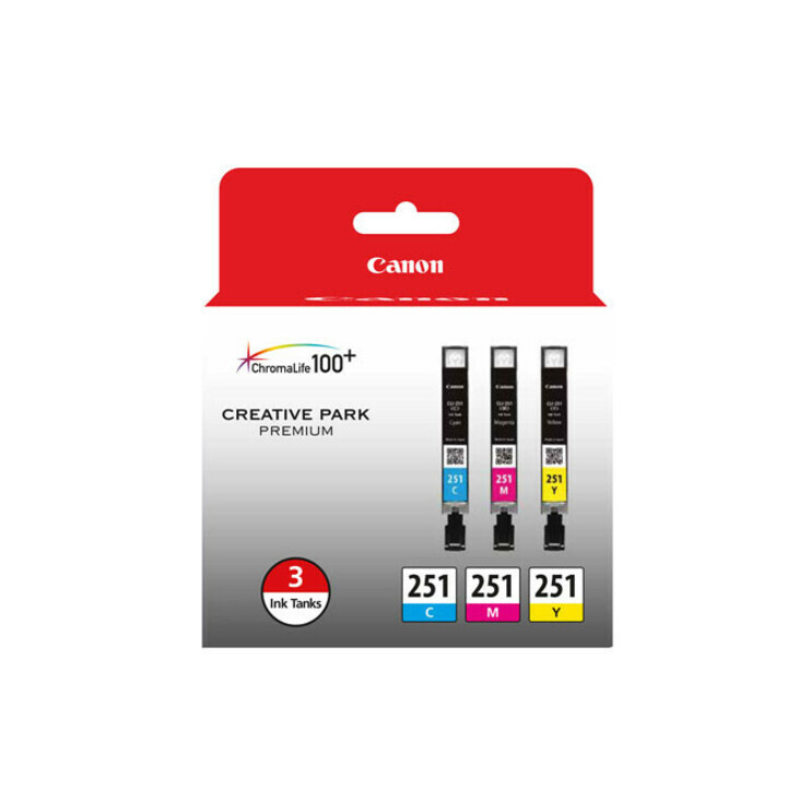 Canon Cli-251 Ink Cartridge - Cyan, Magenta, Yellow - Inkjet - 3 / Pack ...
