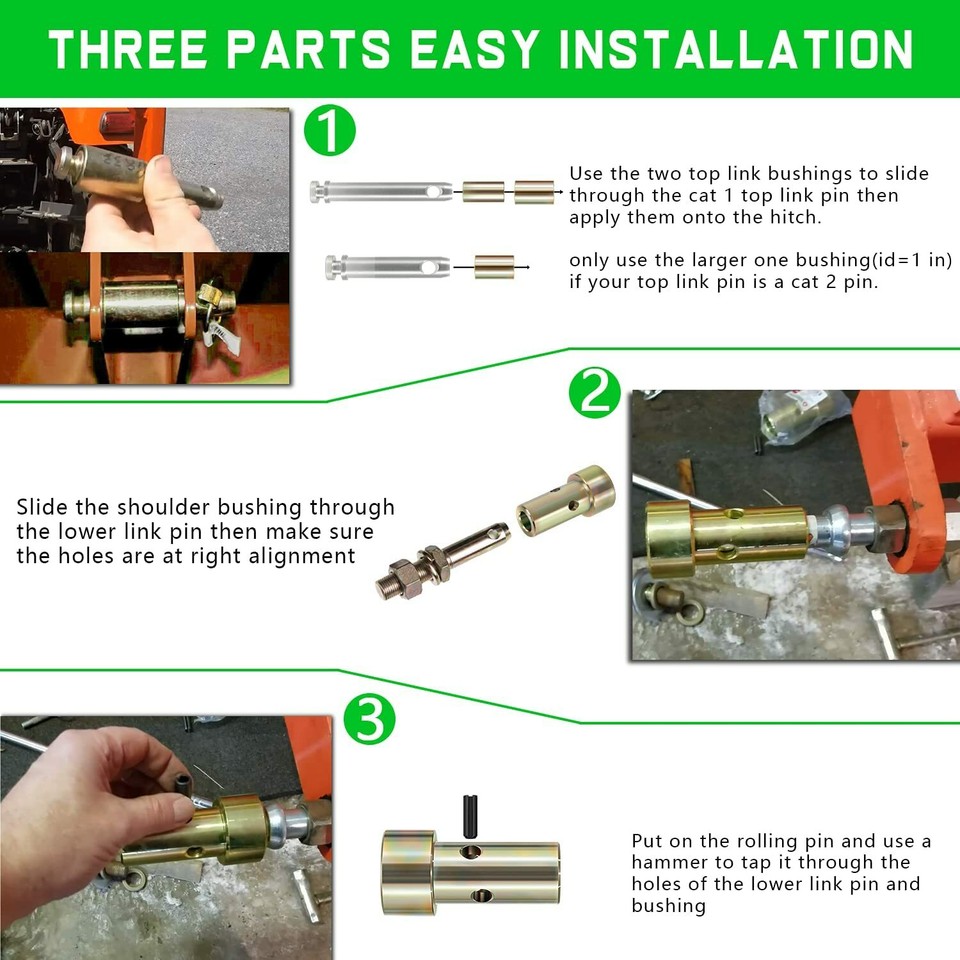 Quick Hitch Adapter Bushings Kit TK95029 for Category 1 3-Point Hitch ...
