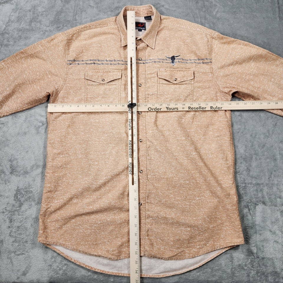 Roper Shirt Mens XL Western Pearl Snap Cattle Skull Logo Beige | eBay
