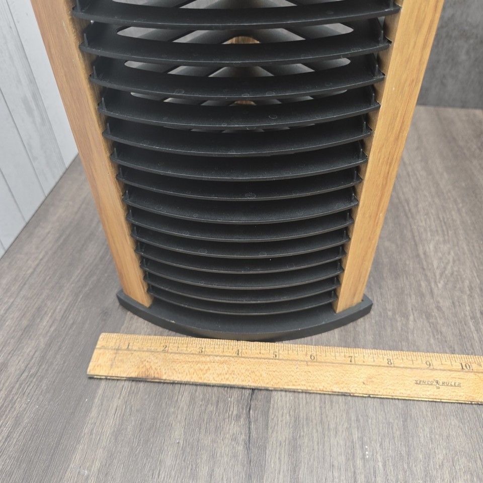Fellowes 1990s CD Tower Rack Wood & Black Plastic Holds 20 CDs Retro ...