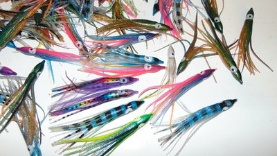 11 Ballyhoo Pin Rig Wire Rigged Hook Hoochie Skirts Mahi Tuna Lure Bait ...