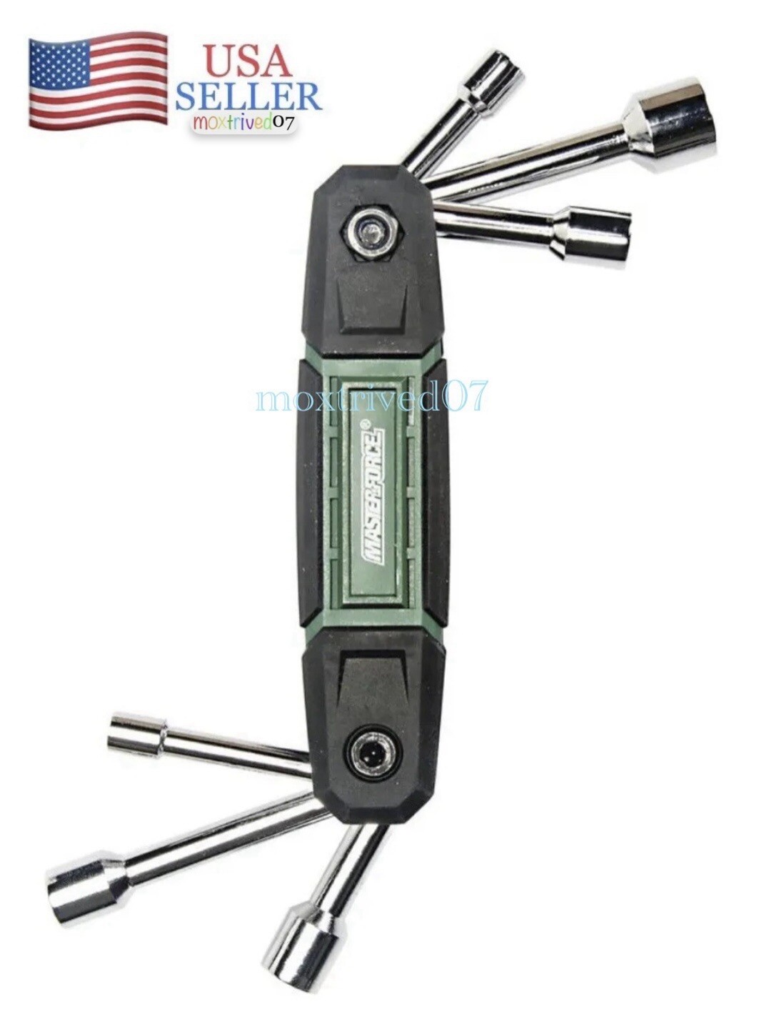 Universal Folding Nut Driver Set 6 Piece SAE / Metric CR-V Steel Multi ...