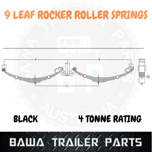 9 Leaf 4000KG Rocker Roller Tandem Trailer Spring Set Caravan Horse ...