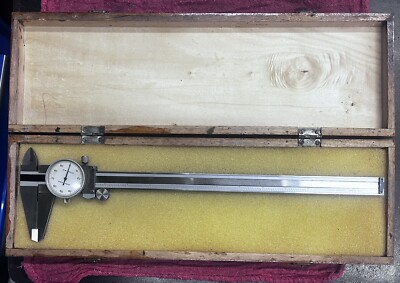 12" DIAL CALIPER W/ White Face And Wooden Case | eBay