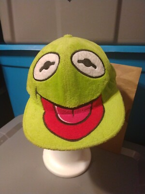 Kermit The Frog The Muppets Cap Hat Adjustable Fuzzy Soft Green Adult ...