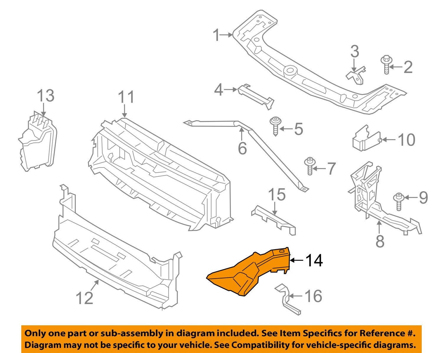 BMW OEM 13-16 328i Radiator Support-Air Inlet Duct Tube Left ...