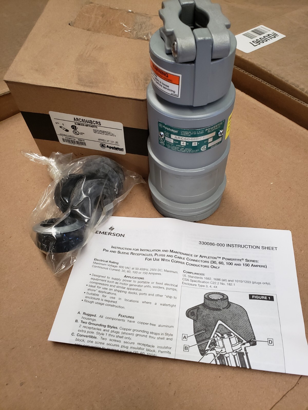 APPLETON powertite ARC6044BCRS 60-Amp Pin & Sleeve Connector body 600V ...