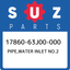 17860-63J00-000 Suzuki Pipe water inlet no.2 1786063J00000 Genuine OEM ...