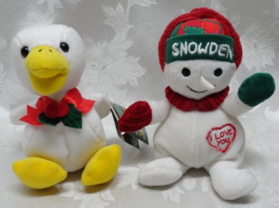 NWT 8" Commonwealth Snowden 1998 Gosling Plush DUCK & SNOWMAN Bean Bag ...
