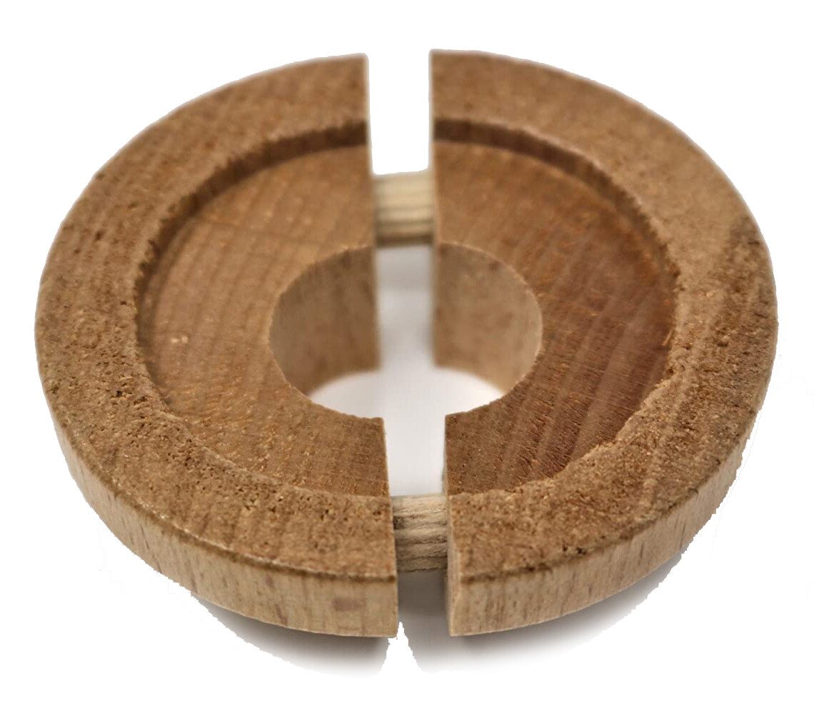 2 x Visua Solid Wood Pipe Collars Roses to fit 15mm Pipes Natural Oak ...