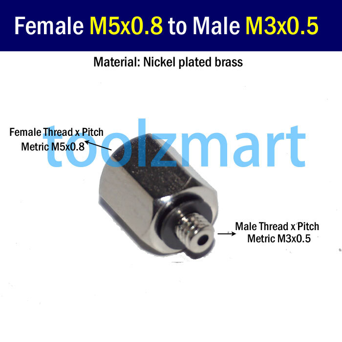 M3x0.5 M3 to M5 M5x0.8 Female Male Bushing Fitting Pipe Adapter Thread ...