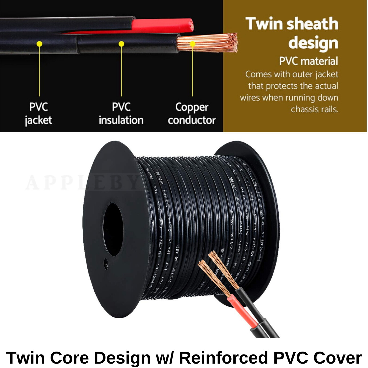 Twin Core Wire 3mm 4mm 6mm Dual 12V Electrical Copper Cable Automotive ...