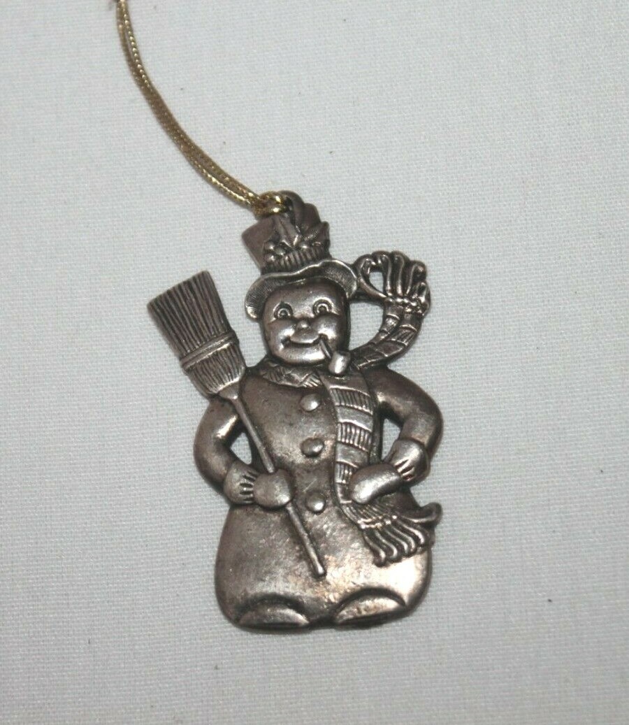 Vintage Gorham Silver Plated 1984 Heritage Snowman Christmas Ornament ...
