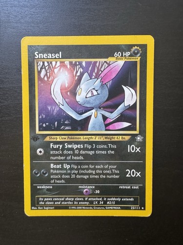 Pokémon TCG Sneasel Neo Genesis 1st Edition Rare Card 25/111 LP | eBay