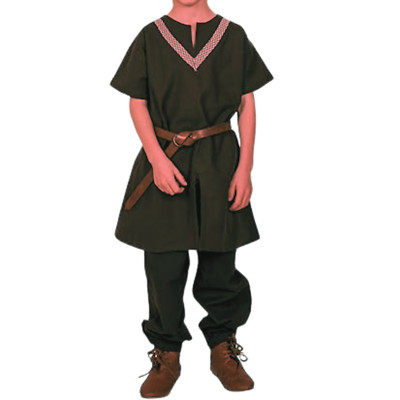 Kids Medieval Tunic for Boys & Girls - Pure Cotton Brown Green Beige ...