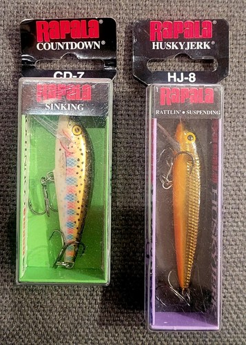 Lot of 2 Rapala Sinking Lures: Countdown CD07 Rainbow & Husky Jerk HJ08 ...