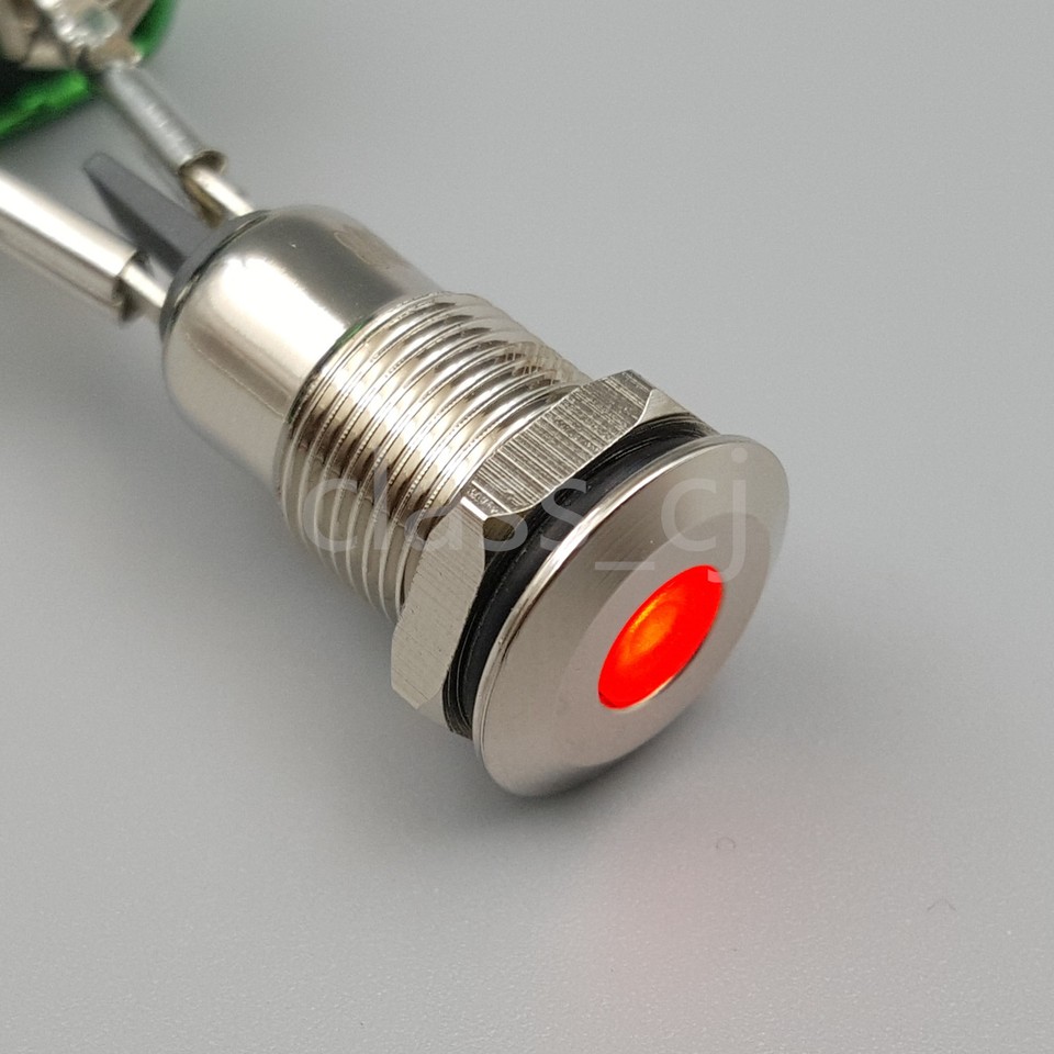 10mm Waterproof Red LED 9-24VDC Mini Metal Signal Indicator Light Lamp ...