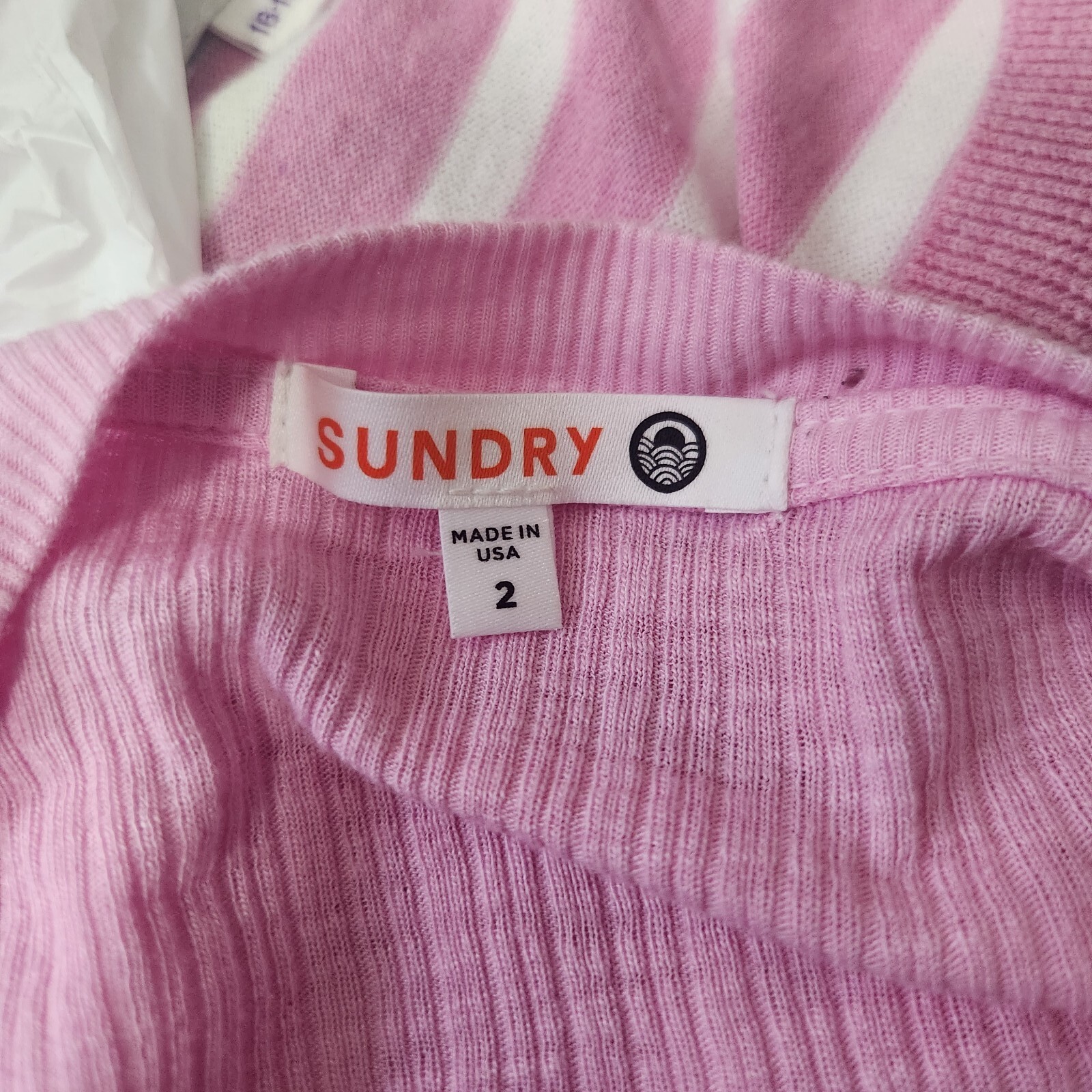 Sundry Womens Ribbed Pink Red Tie Dye Top Shirt size 2 Long Sleeve pull ...