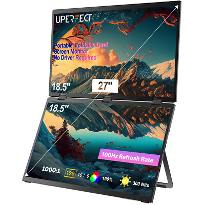 UPERFECT 18.5 inch Dual Laptop Screen Monitor 100Hz Fold Monitor for ...