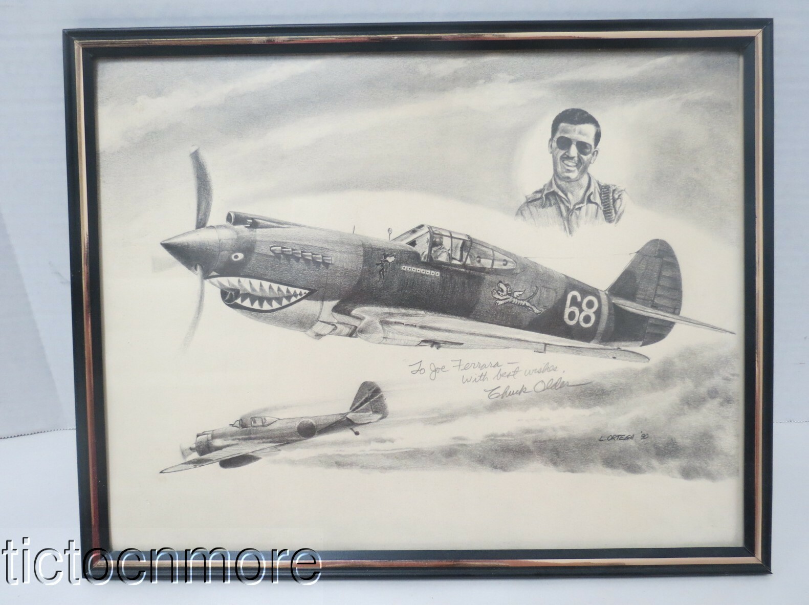 US WWII CHUCK OLDER FLYING TIGER ACE FIGHTER PILOT SIGNED PHOTO PRINT ...