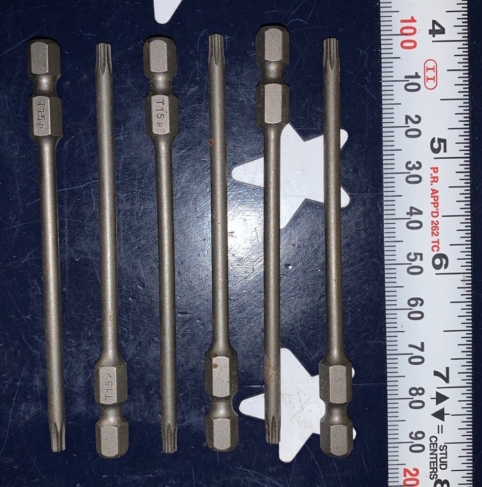 6 X Proto T15 Torx Bit 3-1/2” Long 1/4” Shank for Drill and Drivers 6 ...